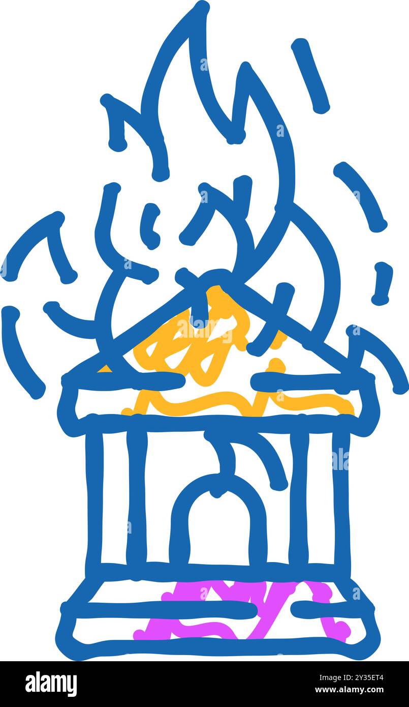 burning bank icon doodle illustration Stock Vector Image & Art - Alamy