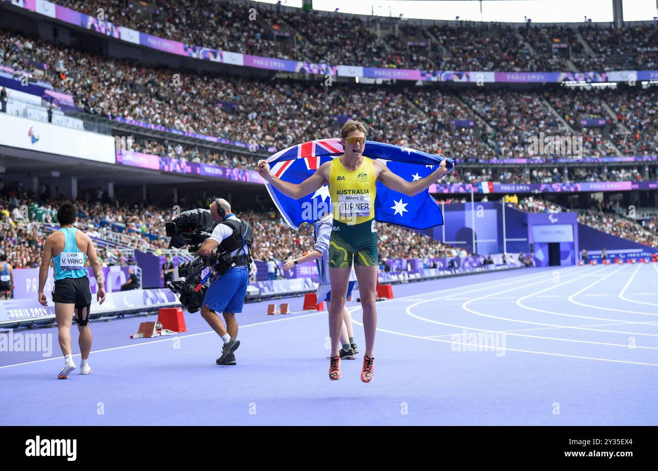 James Turner of Australia celebrating after competing in the men’s T36 ...