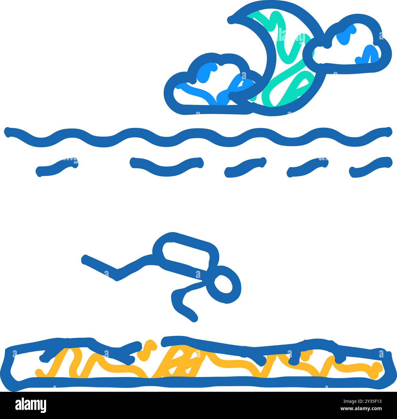 night diving course icon doodle illustration Stock Vector Image & Art ...
