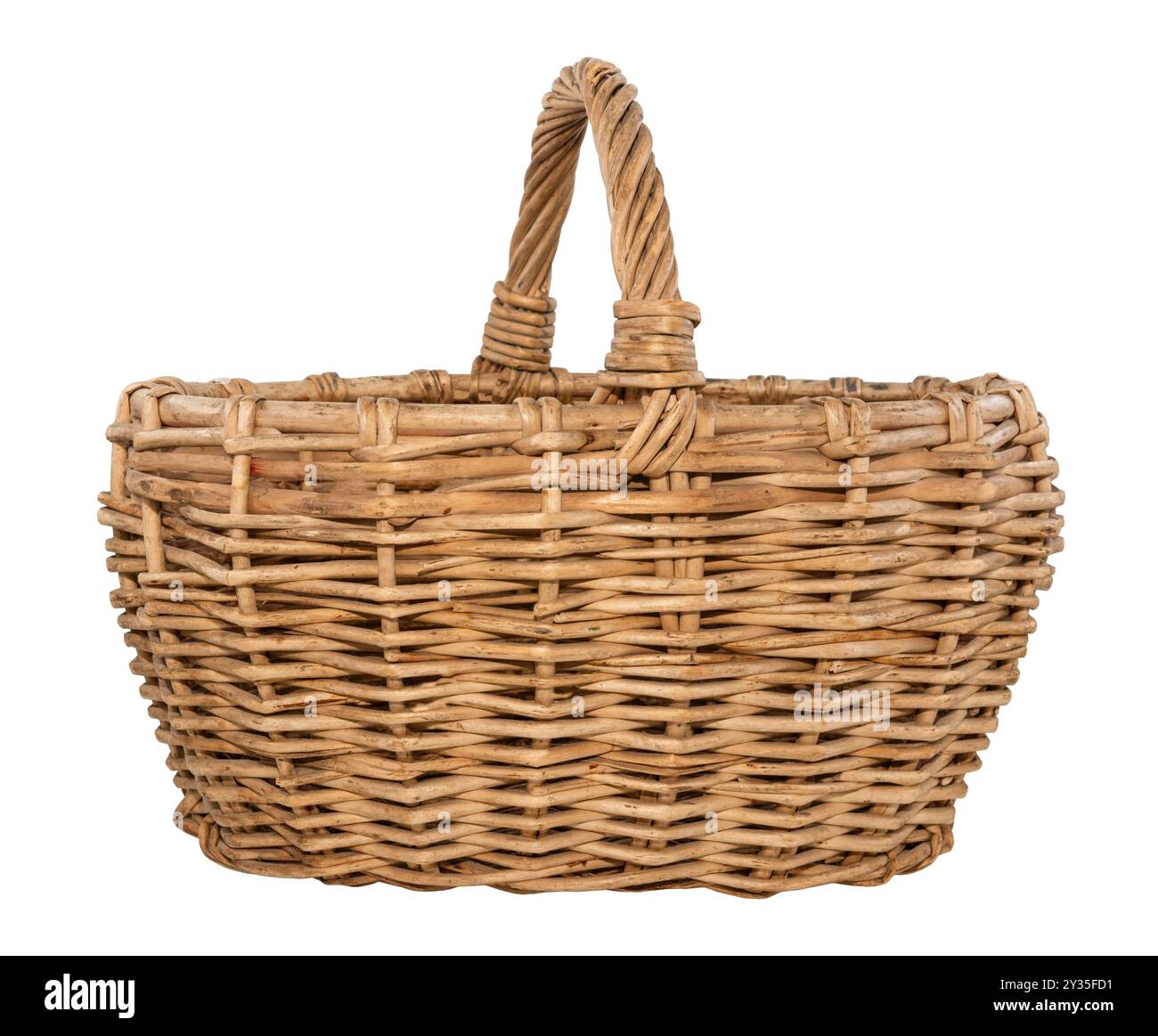 Wooden basket made of wicker on white background. Basket isolate Stock ...