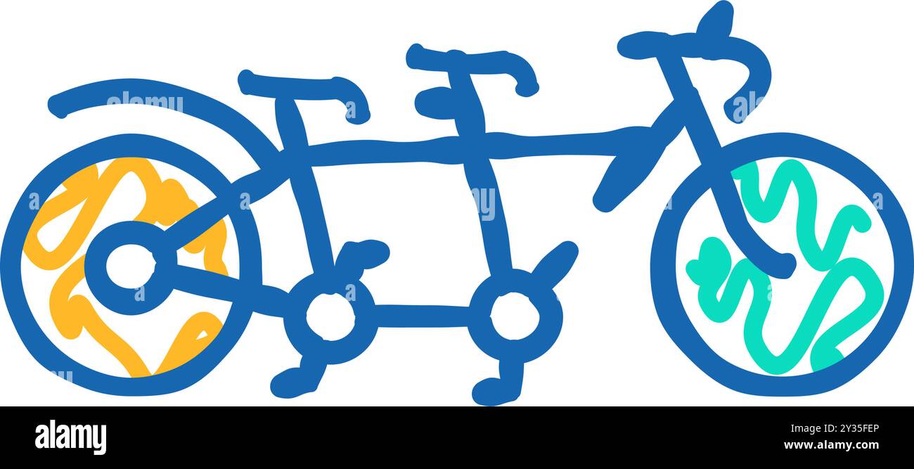 tandem bike for couple rider icon doodle illustration Stock Vector ...