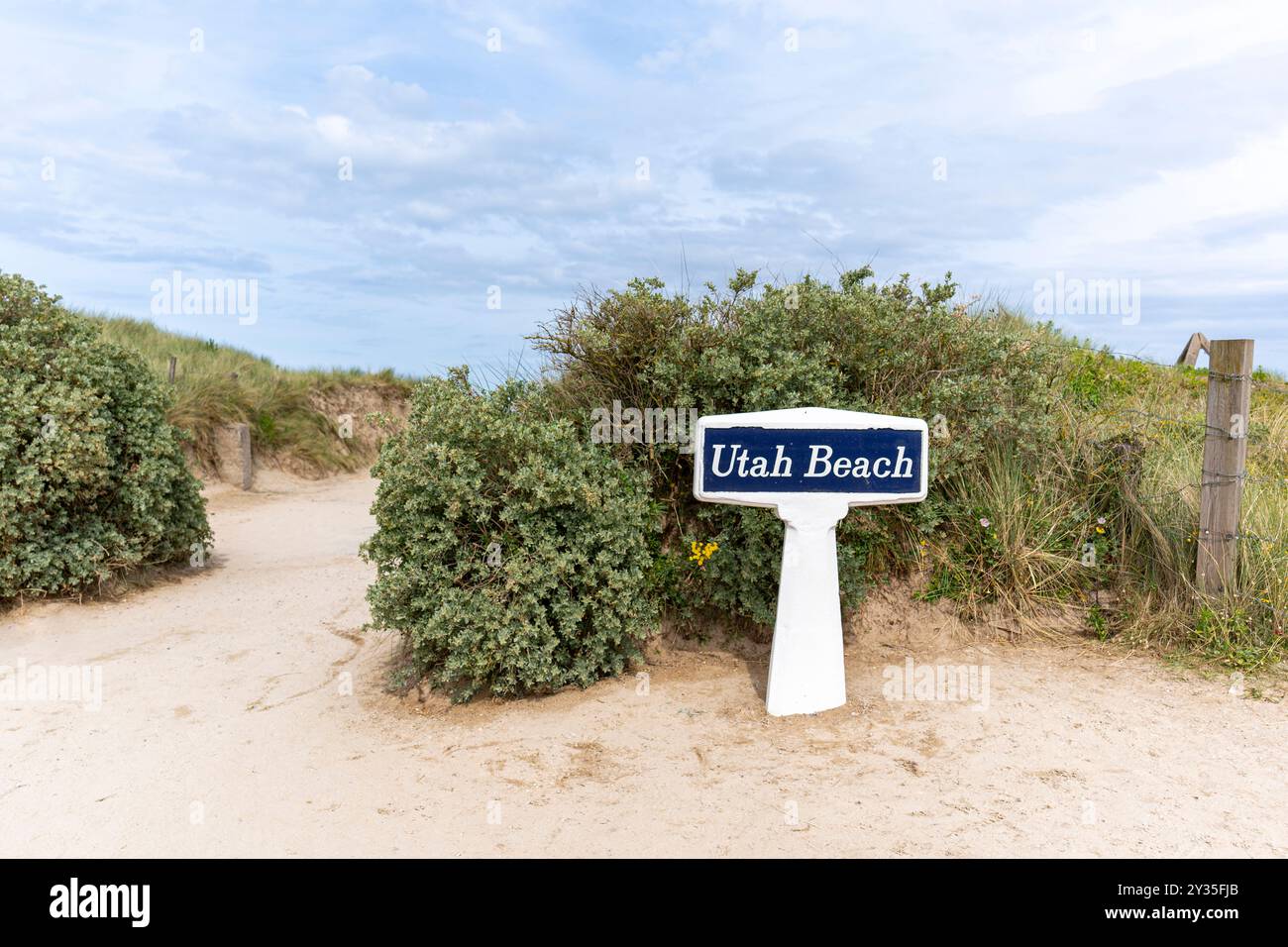 France: view of Utah beach, one of the famous beaches where the landing ...