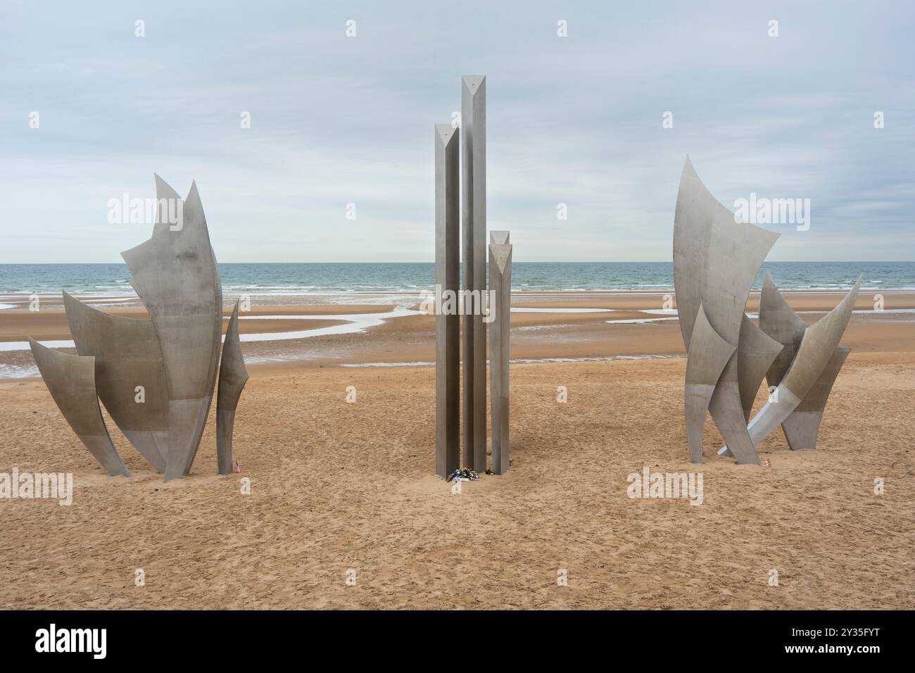View of famous Omaha beach, site of Normandy landings where the ...