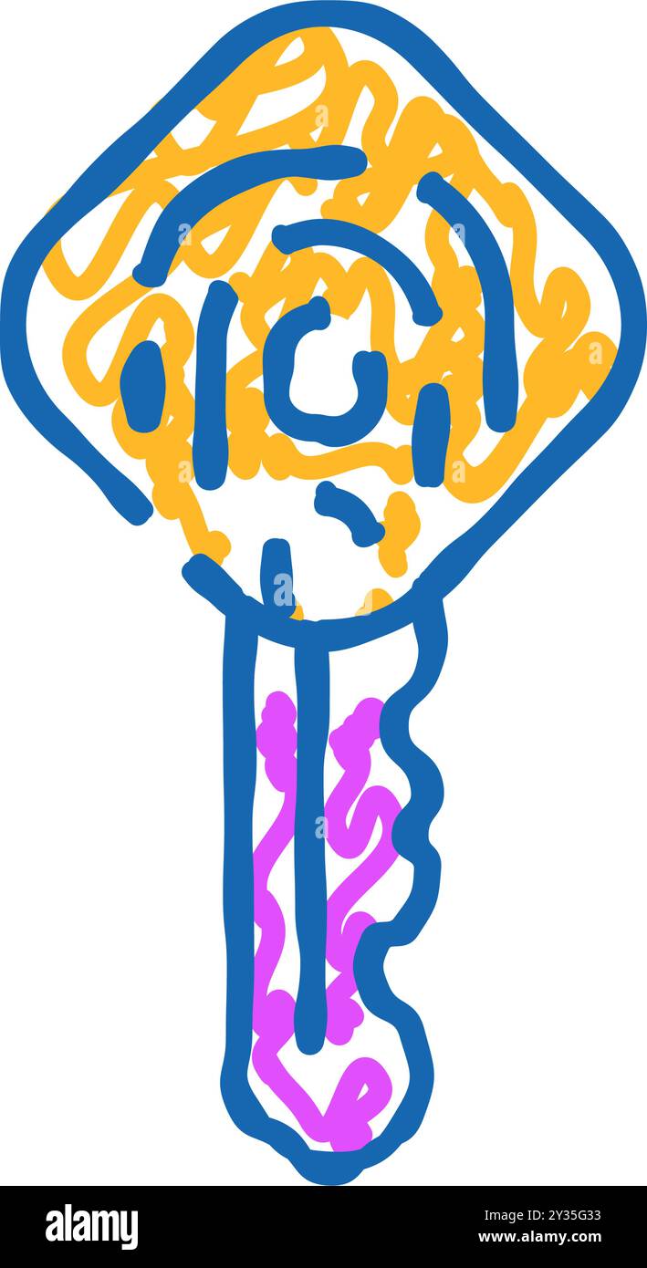 key with fingerprint scanner icon doodle illustration Stock Vector ...