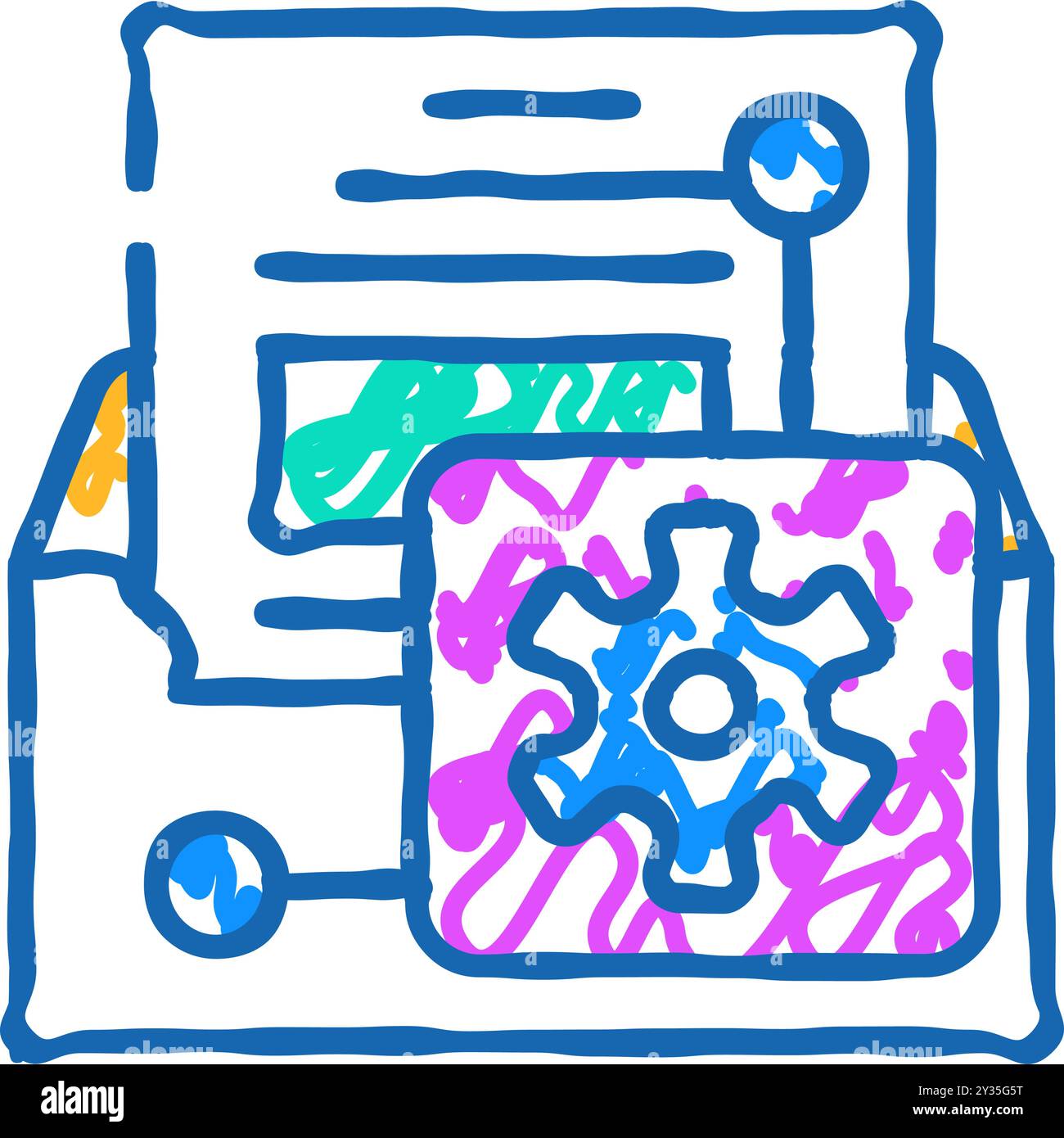 email marketing campaign management icon doodle illustration Stock ...