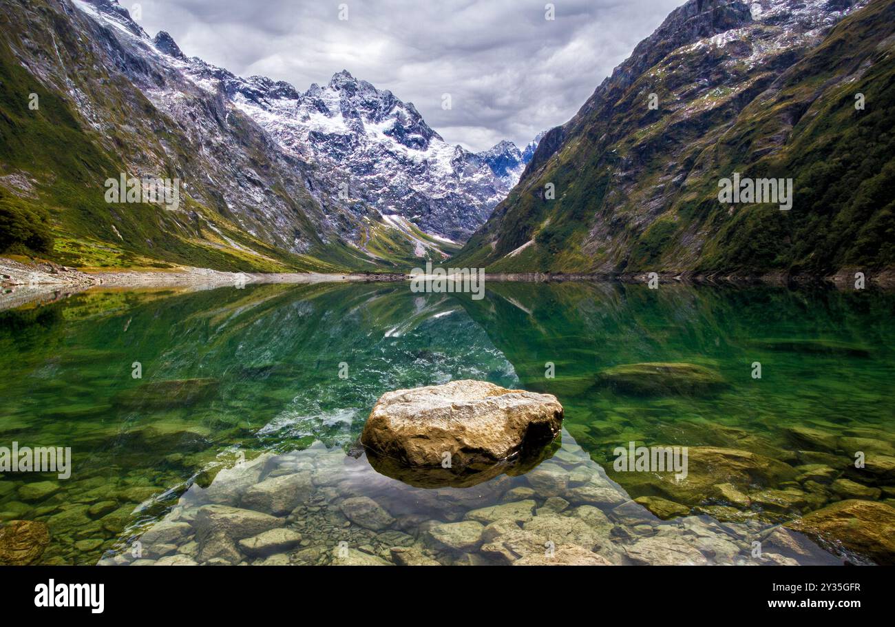Lake Marian and the Mount Crosscut in the Darren Mountains of Fjordland ...