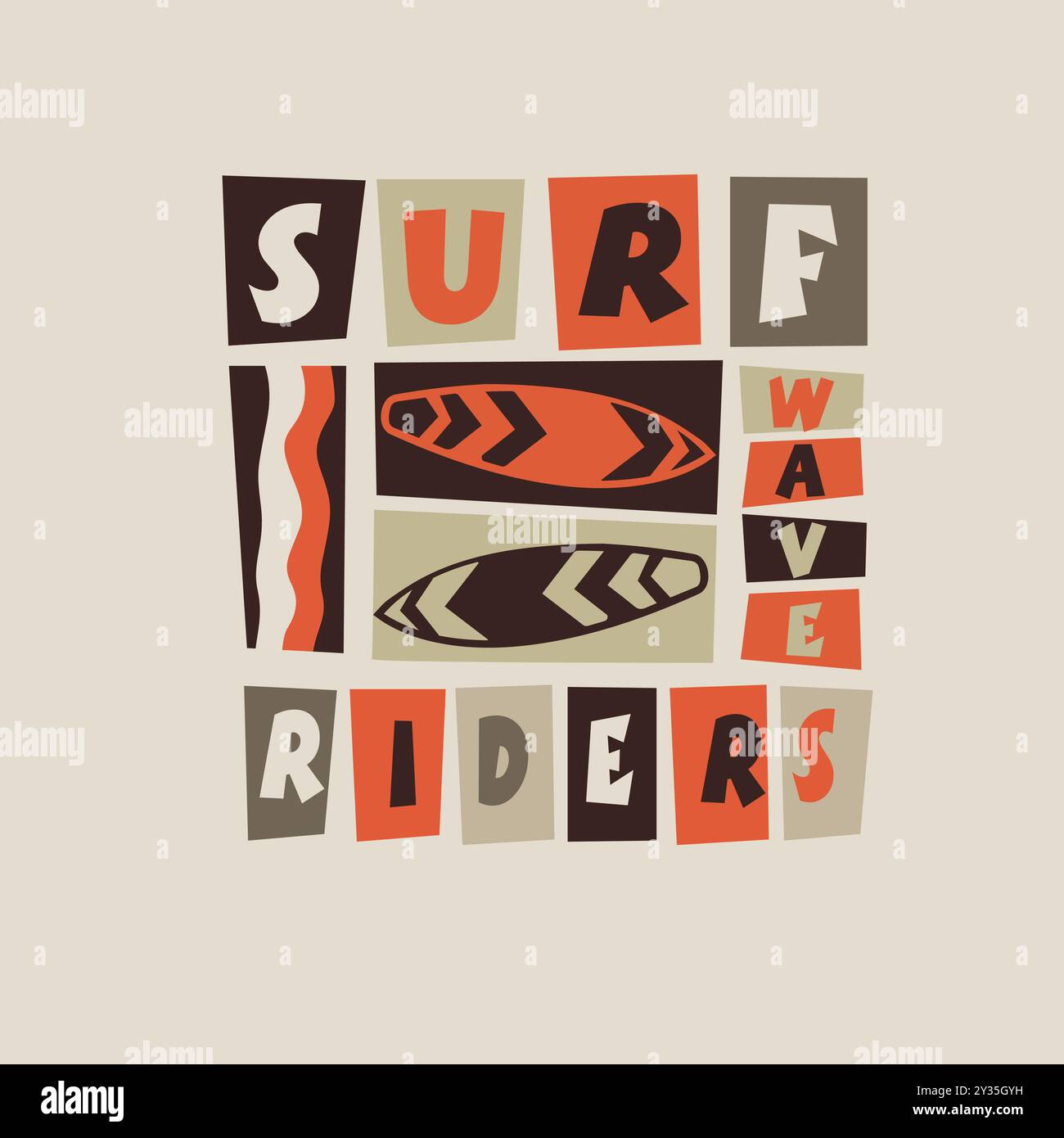 Surf Wave Riders summer beach typography Stock Vector Image & Art - Alamy
