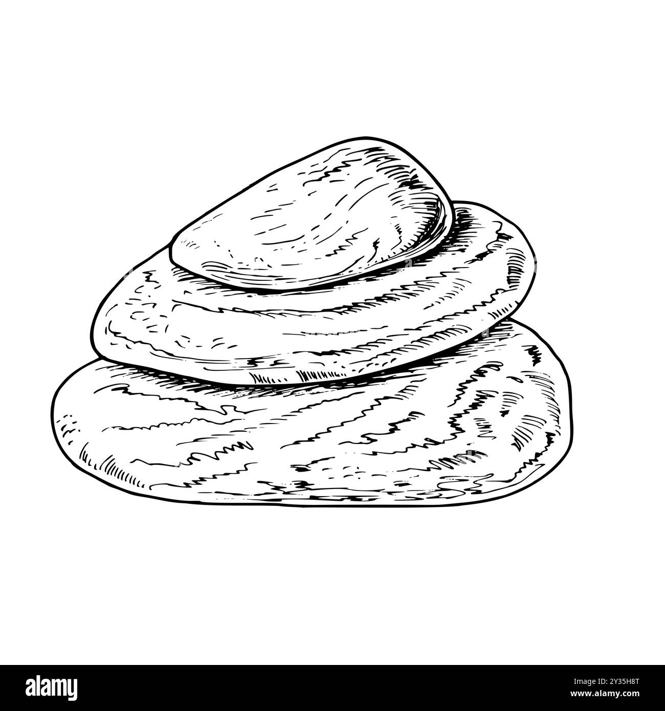 Pyramid of sea stones of different shapes hand drawn vector ...