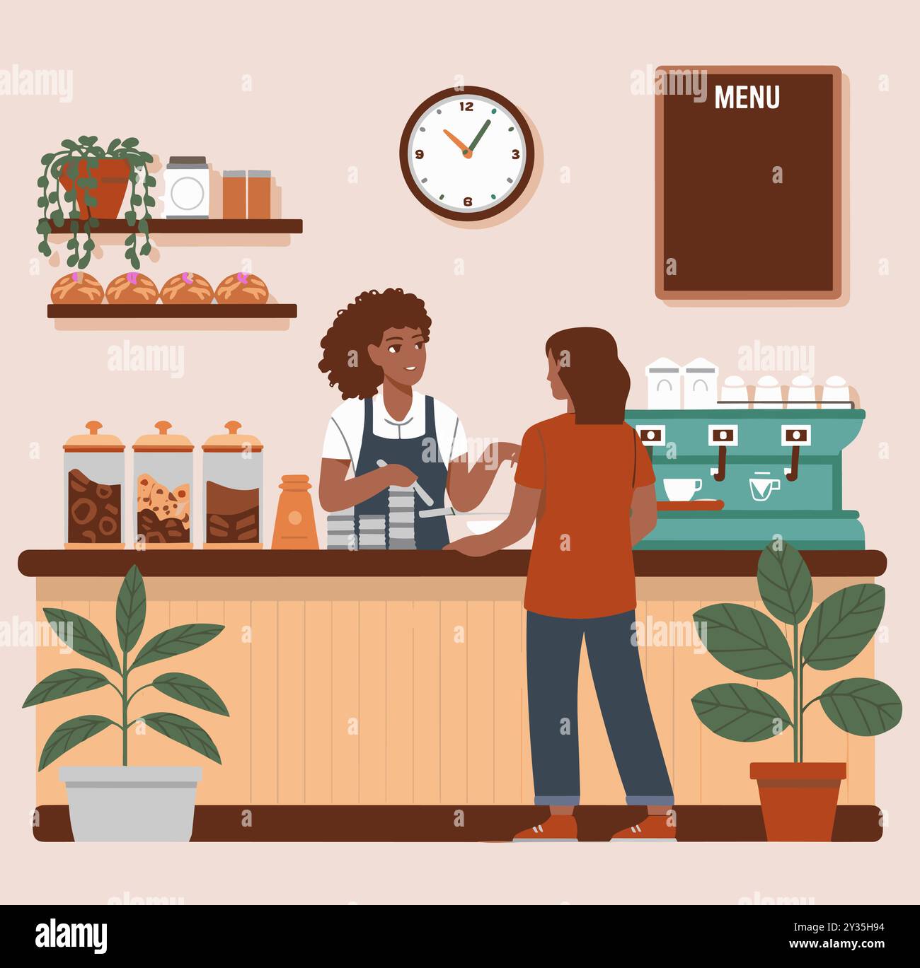 Barista in apron work Stock Vector Images - Alamy