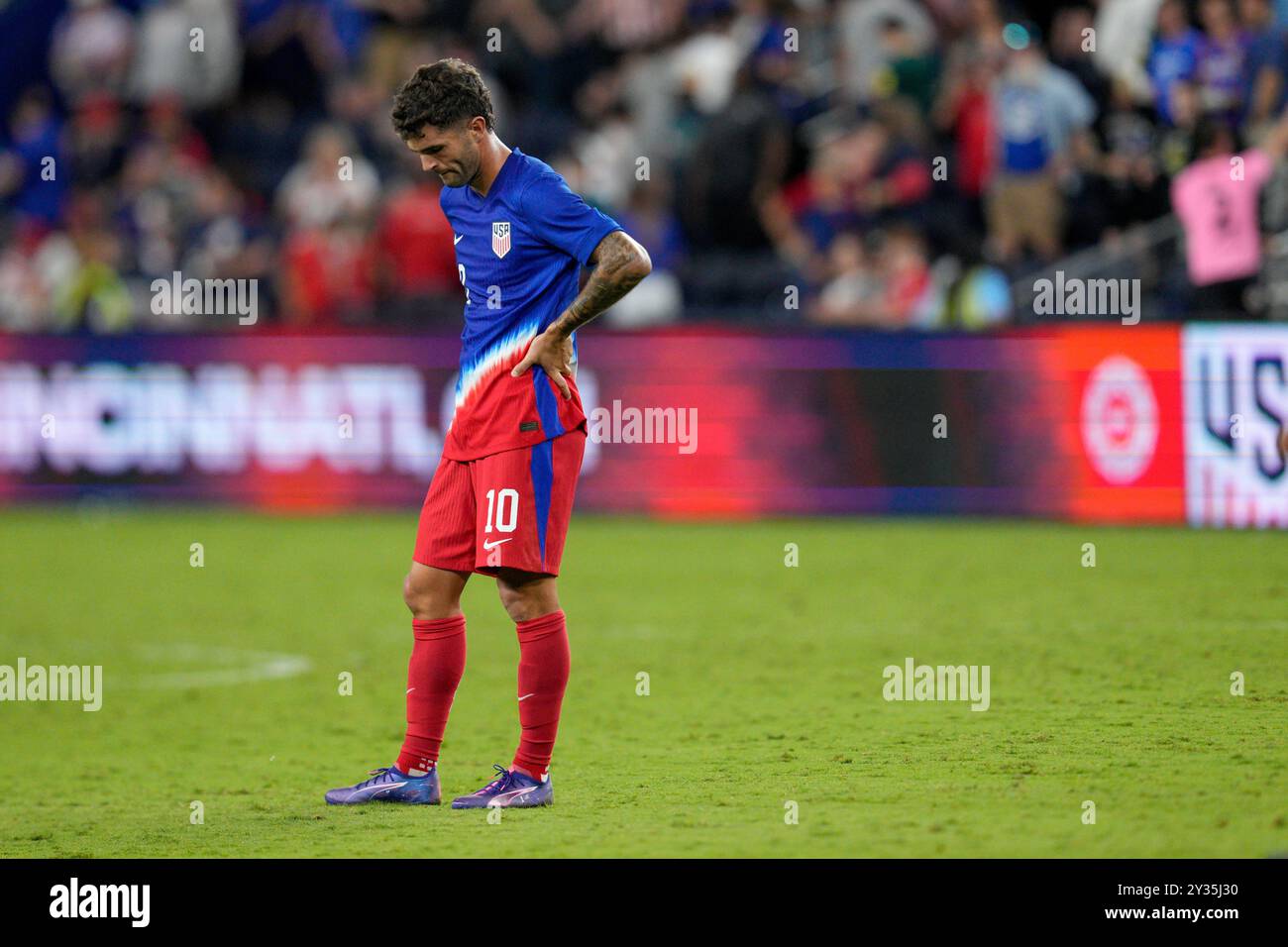 United States' Christian Pulisic (10) reacts following a friendly ...