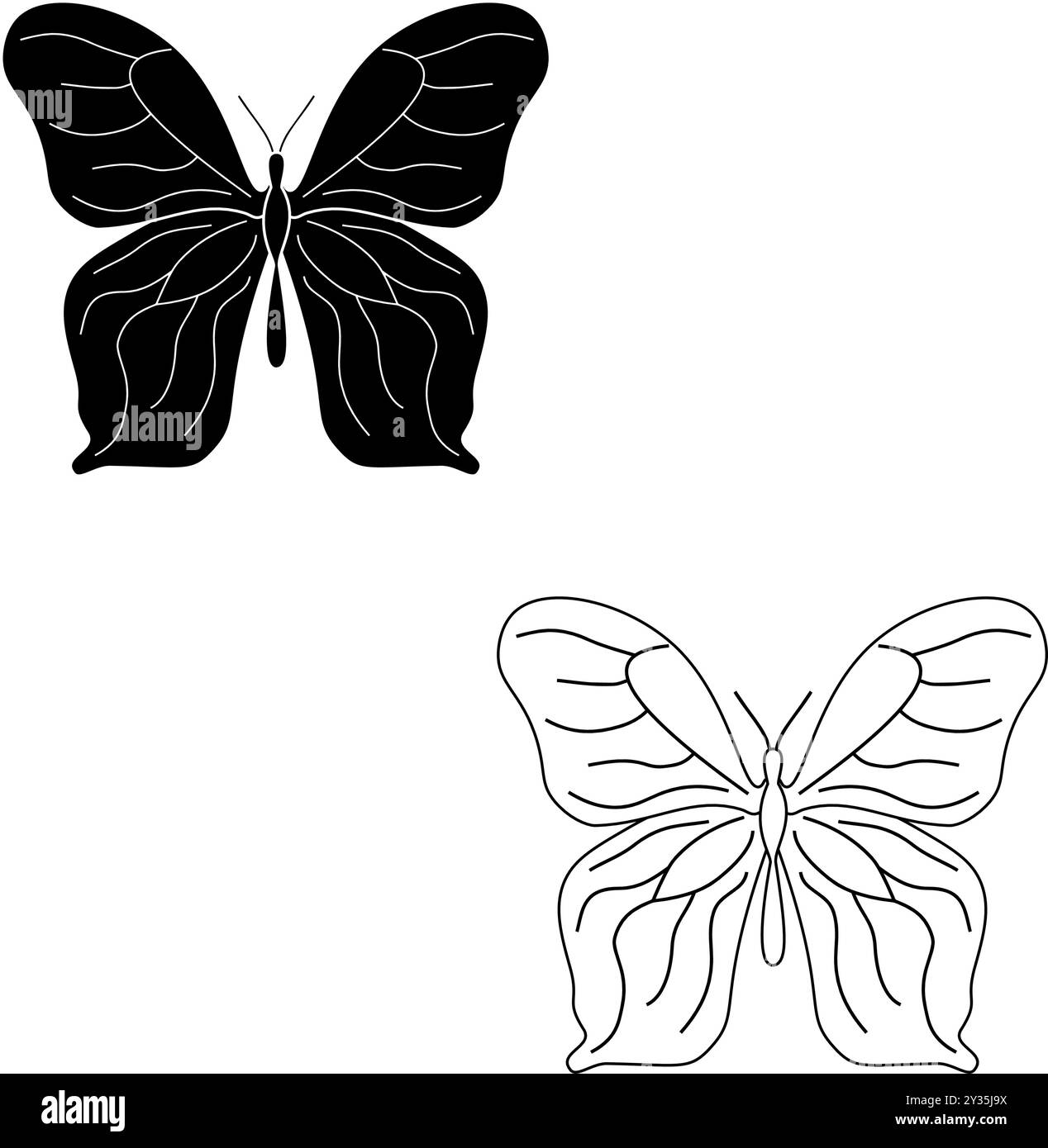 Set of Silhouette Butterflies Isolated. insects butterfly outline ...