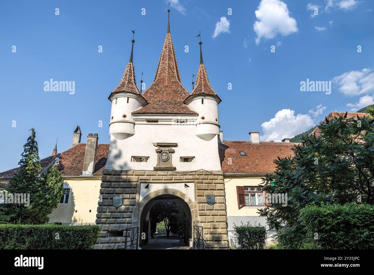 Catherine's Gate, medieval entrance to historic town, Brasov, Romania ...
