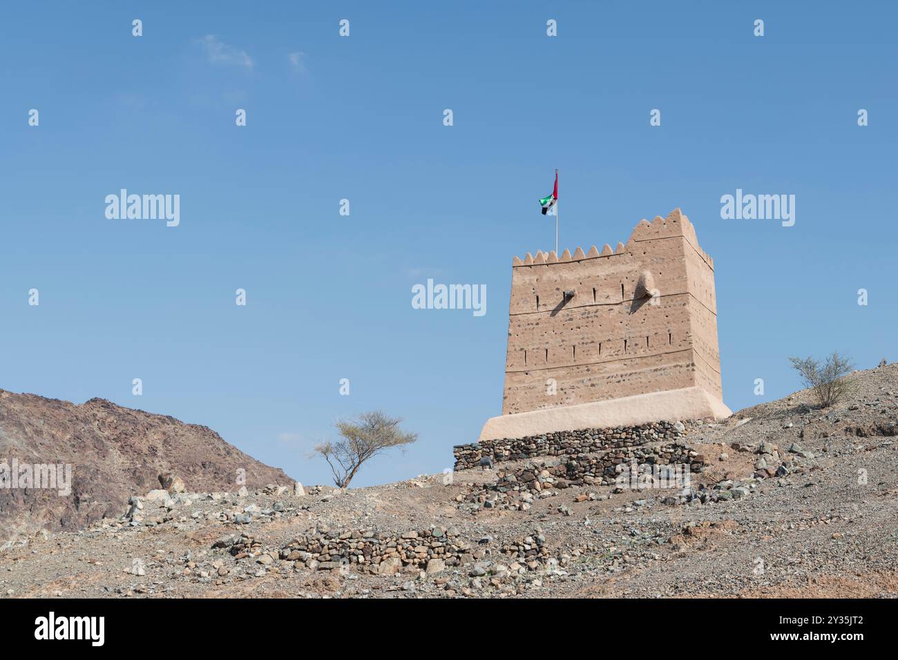 Al Hayl Fortress tower, constructed in 1930, symbolizing defense of ...