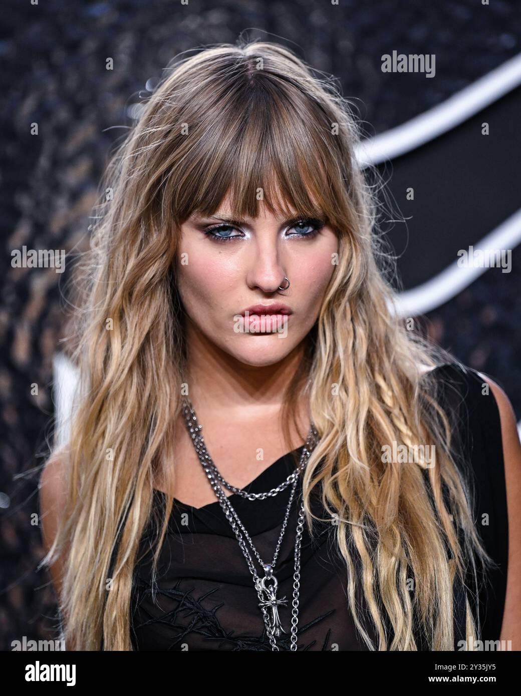 Elmont, USA. 11th Sep, 2024. Victoria Deangelis of Maneskin walking on ...