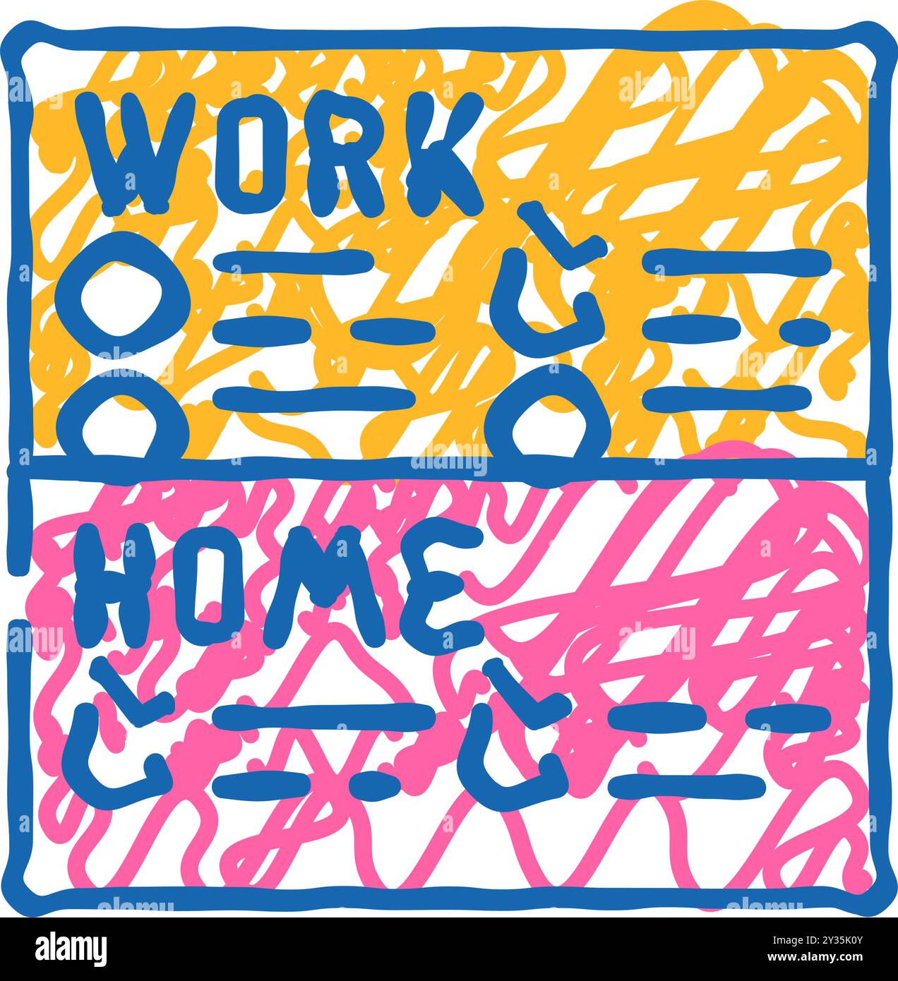 to-do lists with clear separation of work and life tasks icon doodle ...