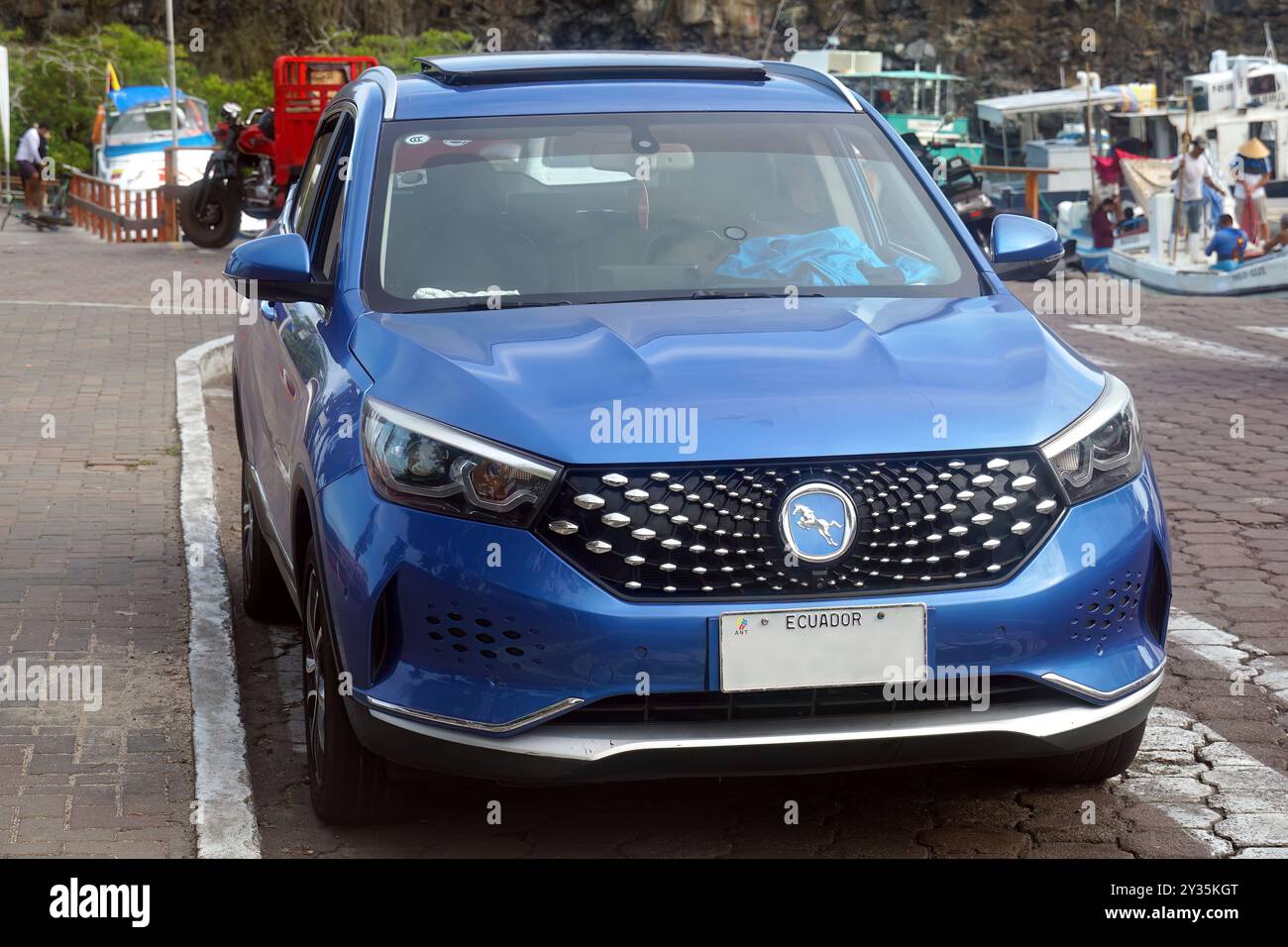 HanTeng X5 Electric SUV, Chinese car, Puerto Ayora town, Santa Cruz Island, Galápagos, Ecuador ...