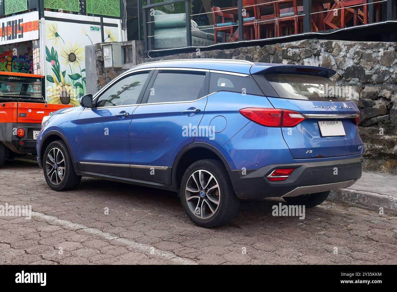 HanTeng X5 Electric SUV, Chinese car, Puerto Ayora town, Santa Cruz Island, Galápagos, Ecuador ...