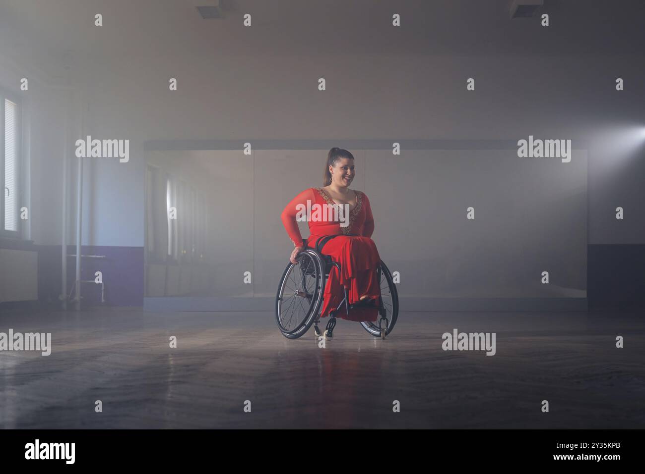 Wheelchair dancing competition training, an active dedicated young ...