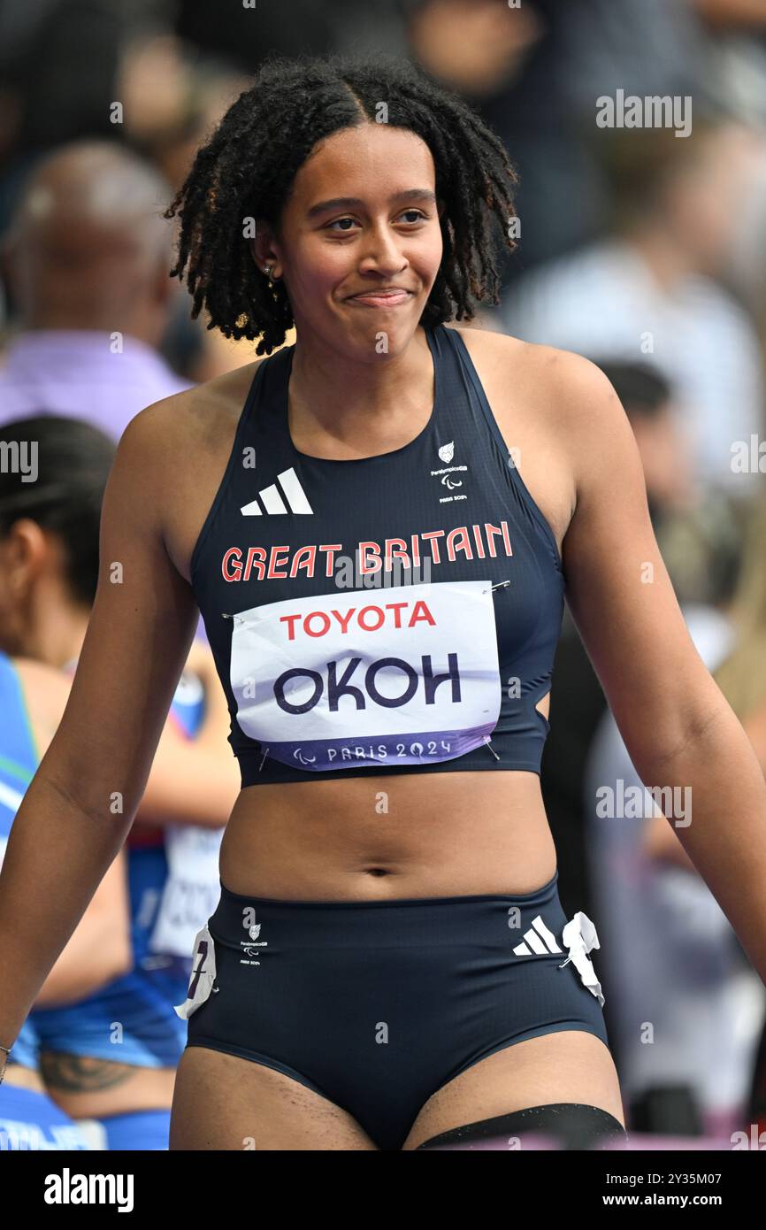 Ndidikama Okoh of Great Britain competing in the women’s T63 round 1 heat 1 at the Paris 2024 ...