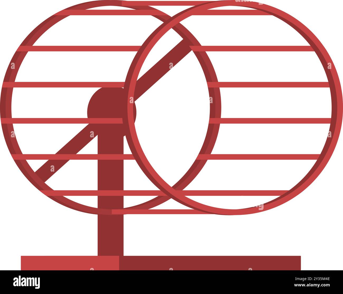 Classic red metal hamster wheel standing on a white background Stock ...
