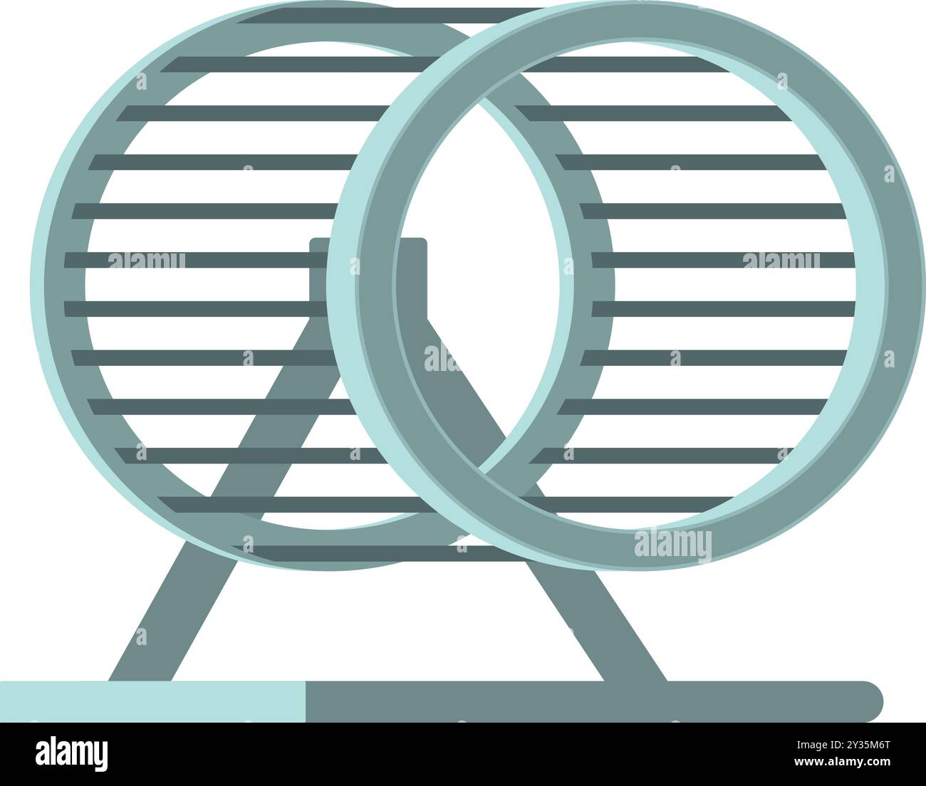 Metal hamster wheel standing on a stand, an accessory for a pet store ...