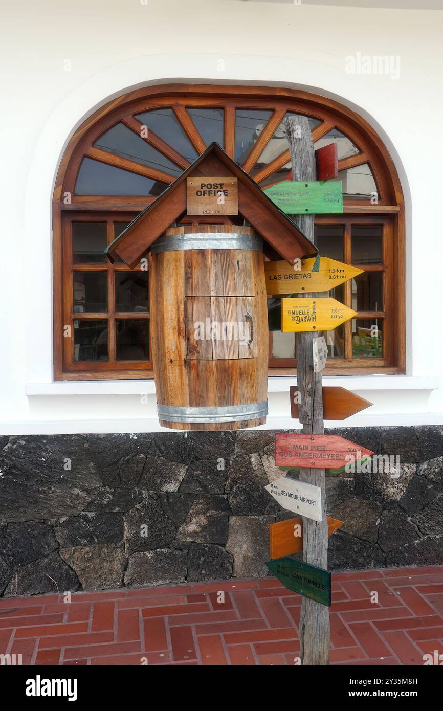 road signs, Puerto Ayora town, Santa Cruz Island, Galápagos, Ecuador ...