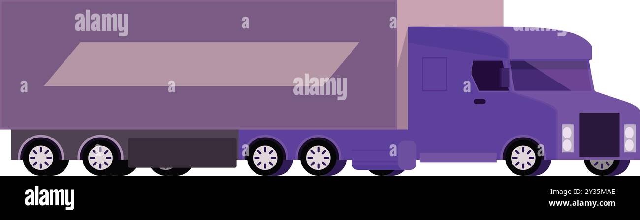 Purple delivery truck transporting goods on the road, commercial ...