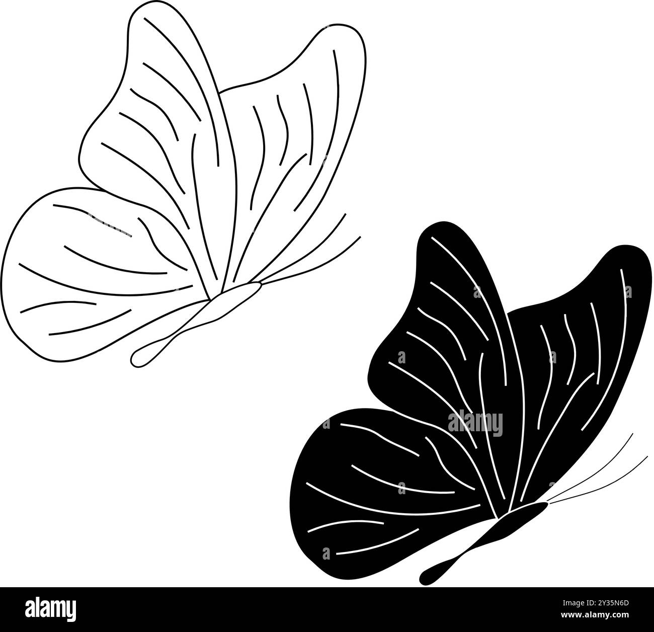 Butterfly line art. Simple minimal butterfly line tattoo icon logotype ...