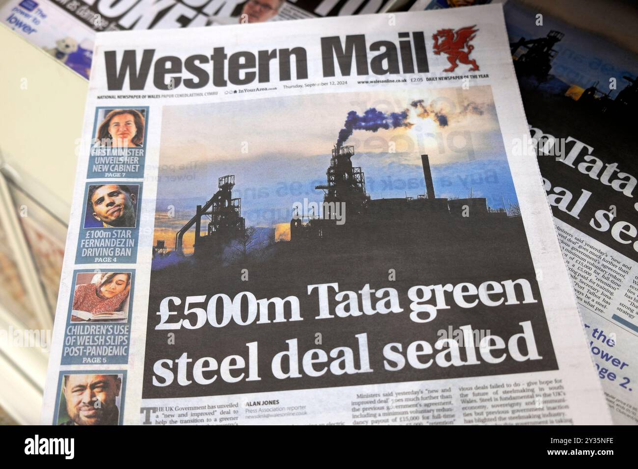 '£500m Tata green steel deal sealed' Western Mail newspaper headline ...