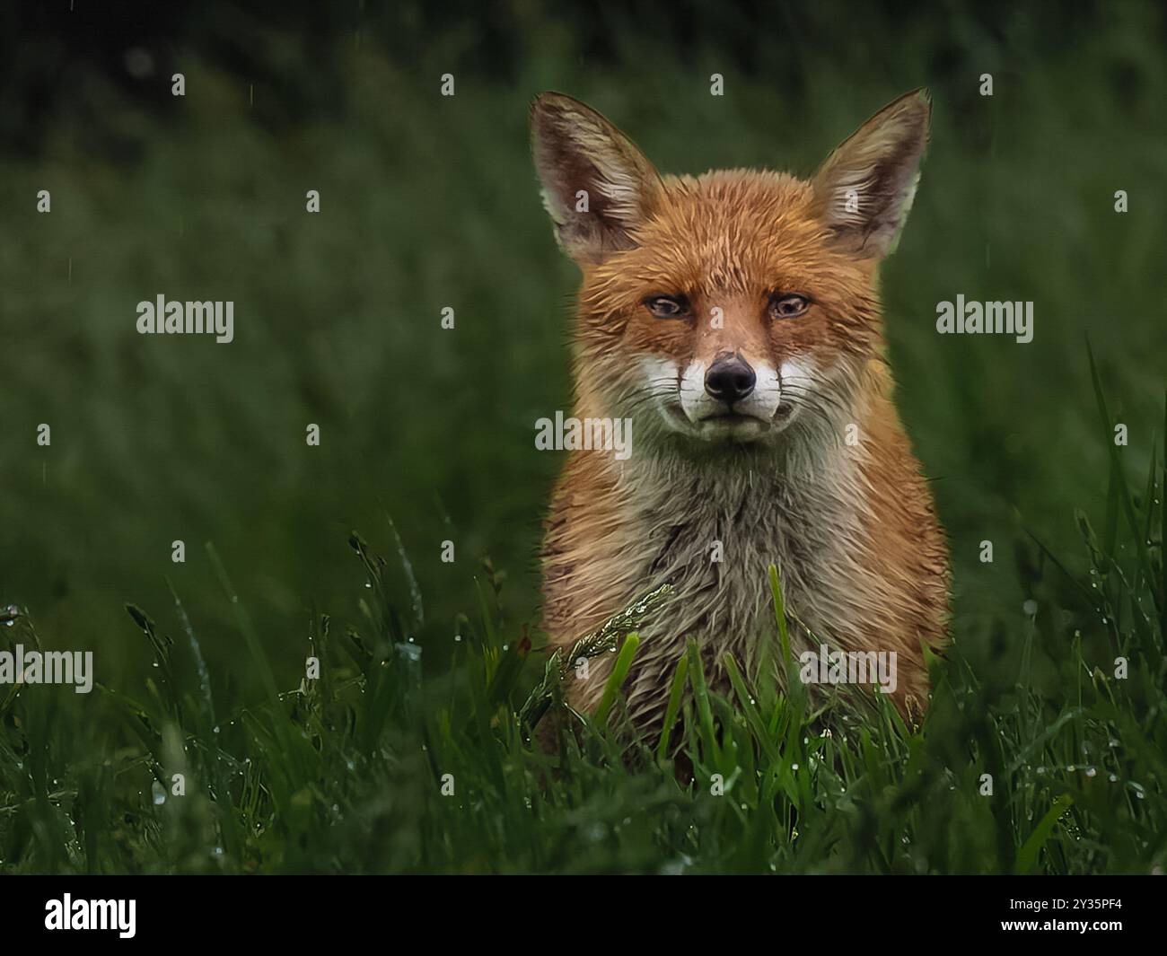 A wet fox portrait image Stock Photo - Alamy