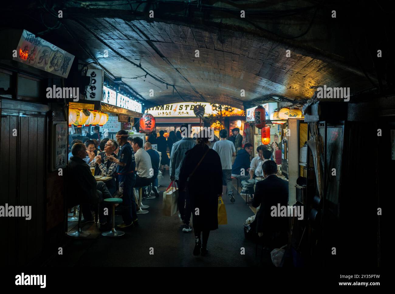 Shinbashi Tokyo : A yakiniku restaurant situated under the railway ...