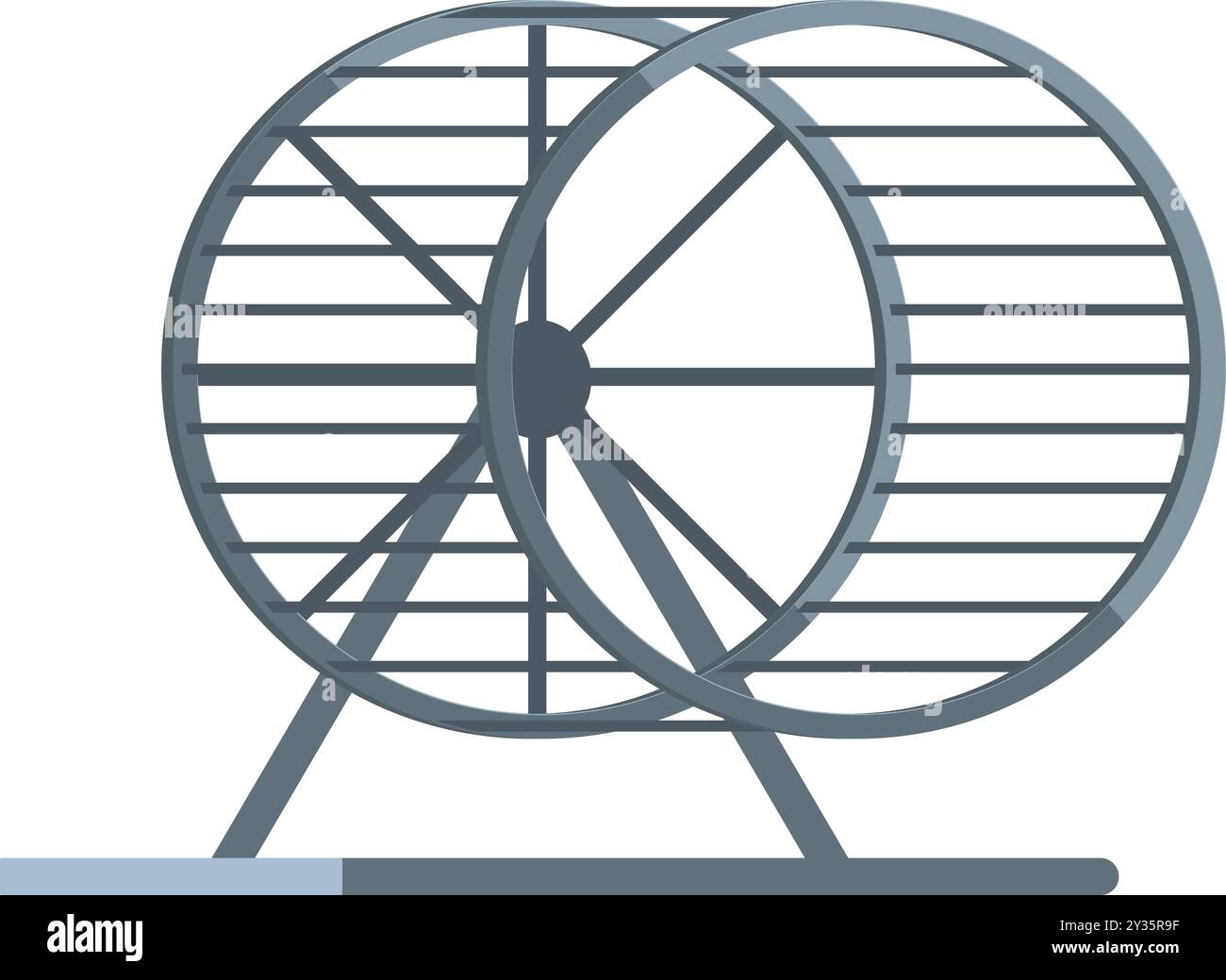 Metal hamster wheel standing on a white background, a classic image of ...