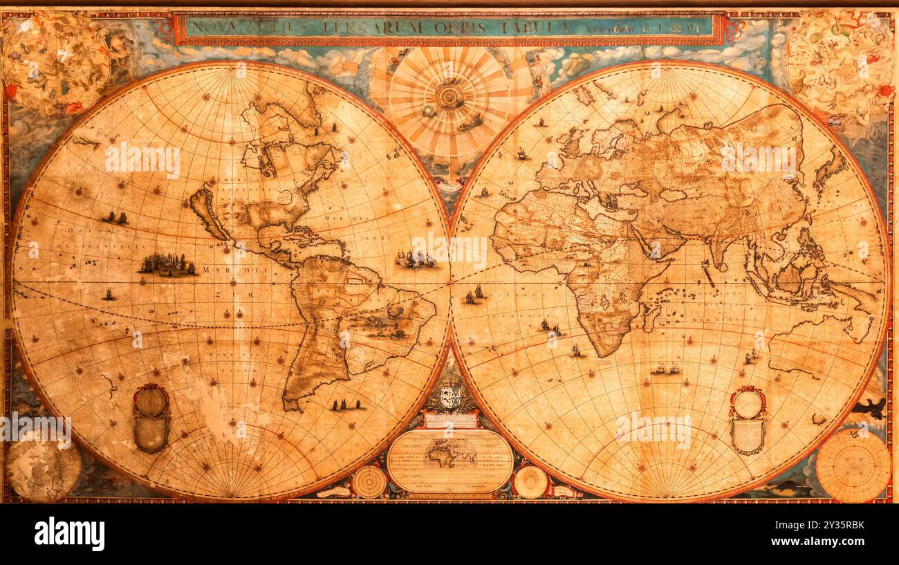 Genova, Italy - 8 August 2023: Spinola Palace. Authentic antique map ...