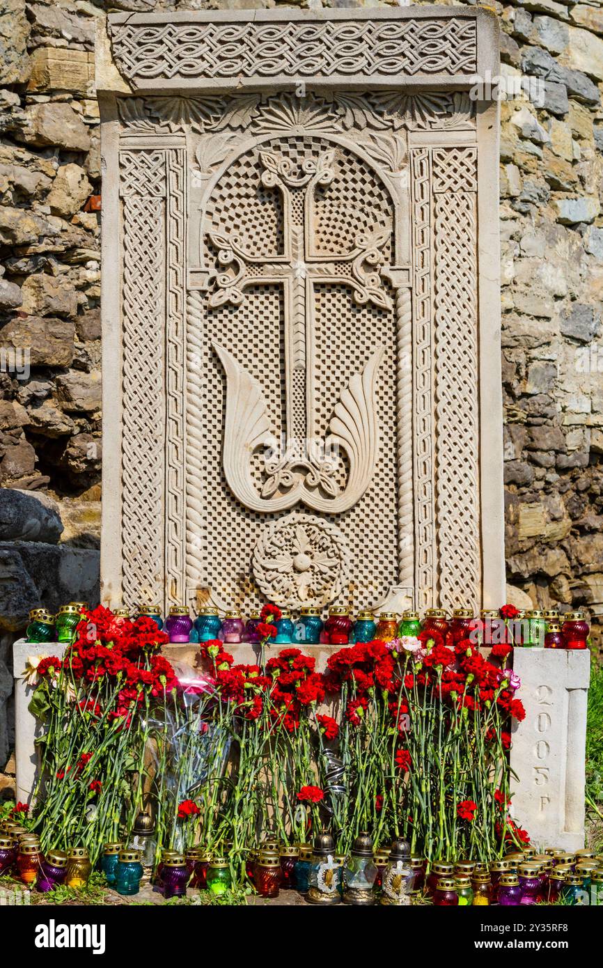Armenian Khachkar in the courtyard of the ruined Armenian Cathedral of ...
