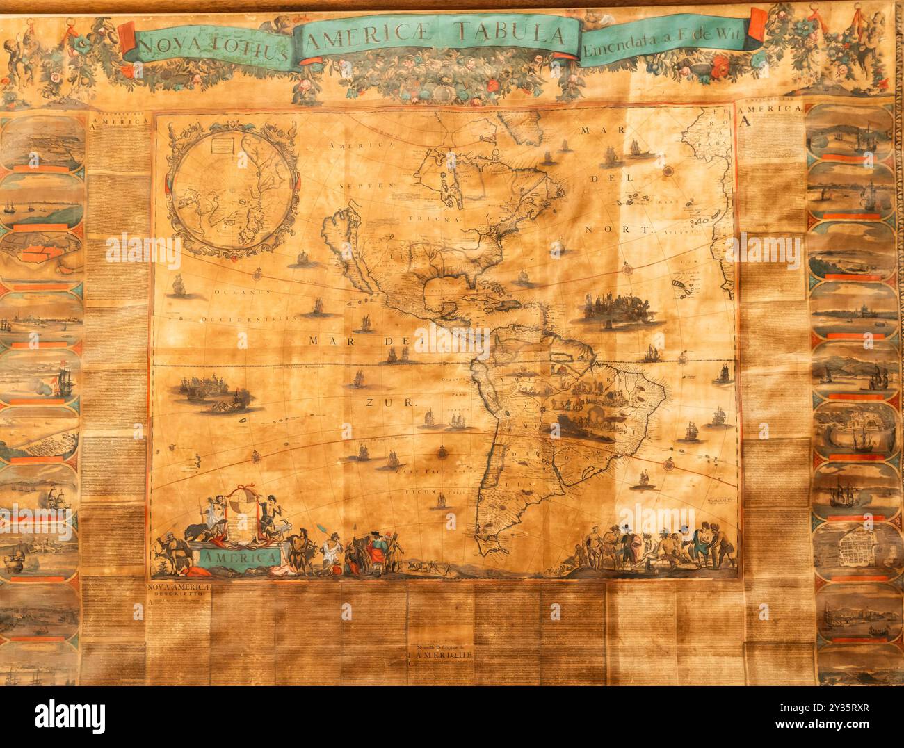 Genoa, Italy - 28 December 2023: ancient cartography located in Spinola ...