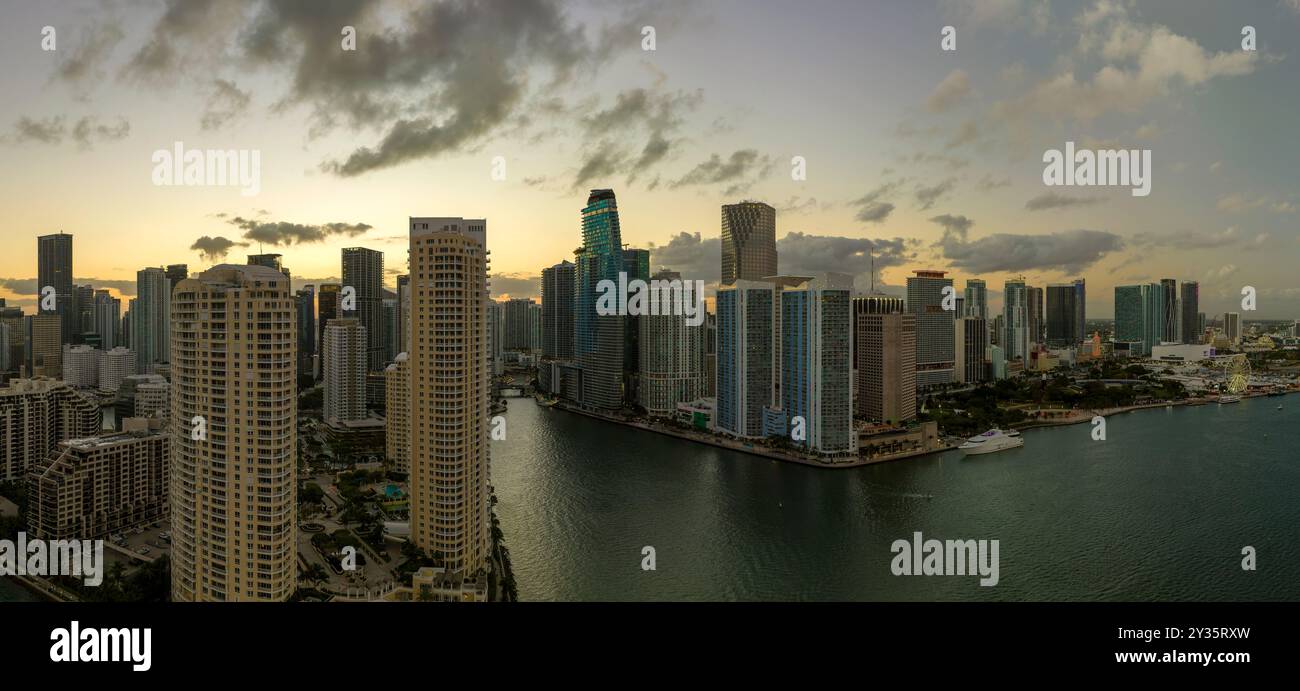 Aerial view of downtown district of of Miami Brickell in Florida, USA ...