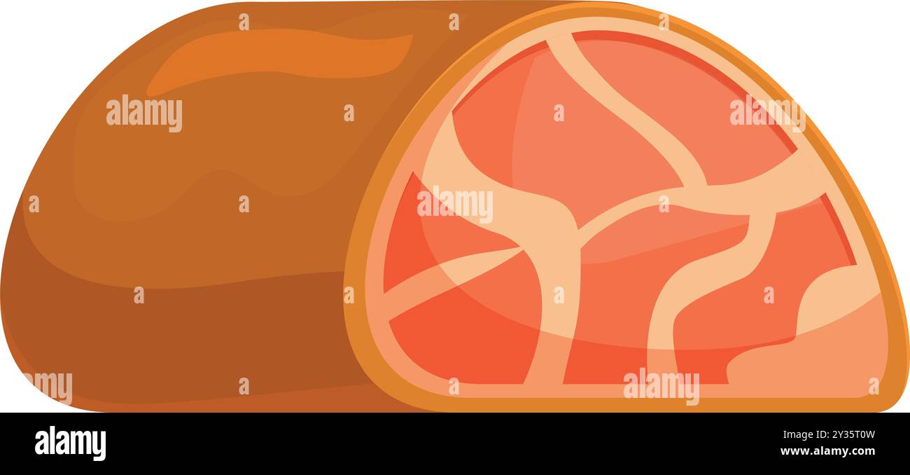 Cartoon illustration of a smoked gammon joint showing the pink marbling ...