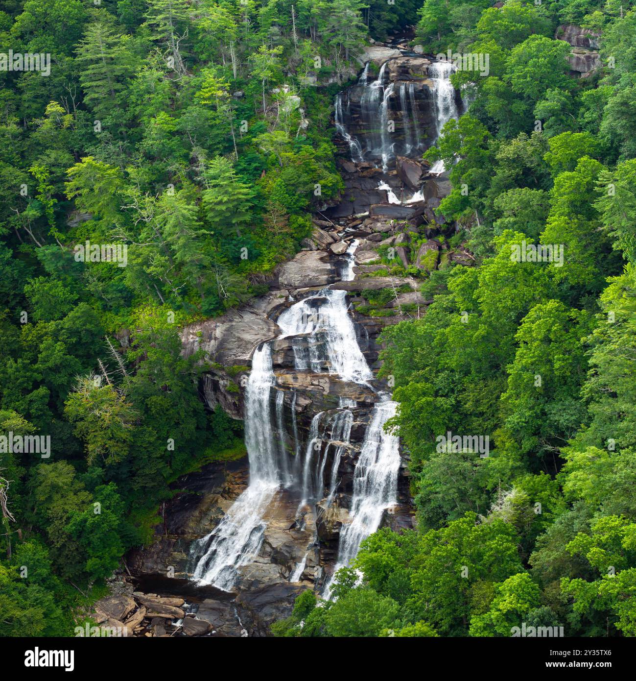 Aerial view of Whitewater Falls in Nantahala National Forest, North ...