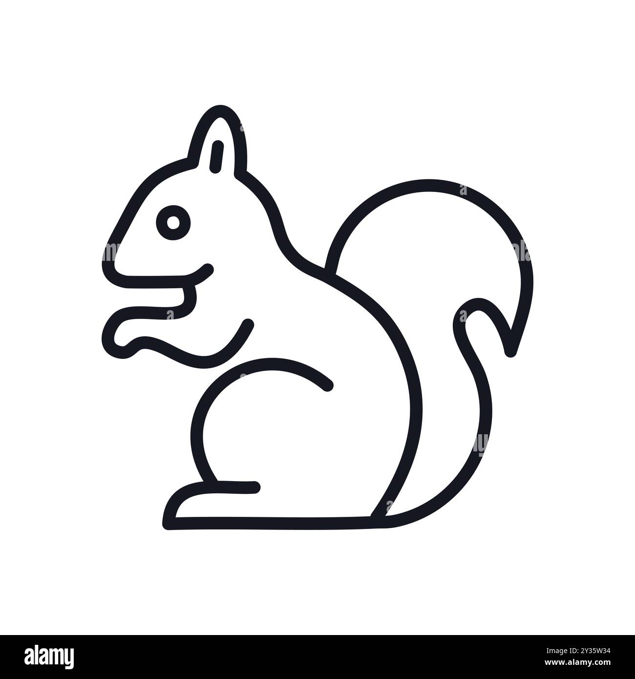 Cute squirrel icon. Simple line art illustration of a squirrel with ...