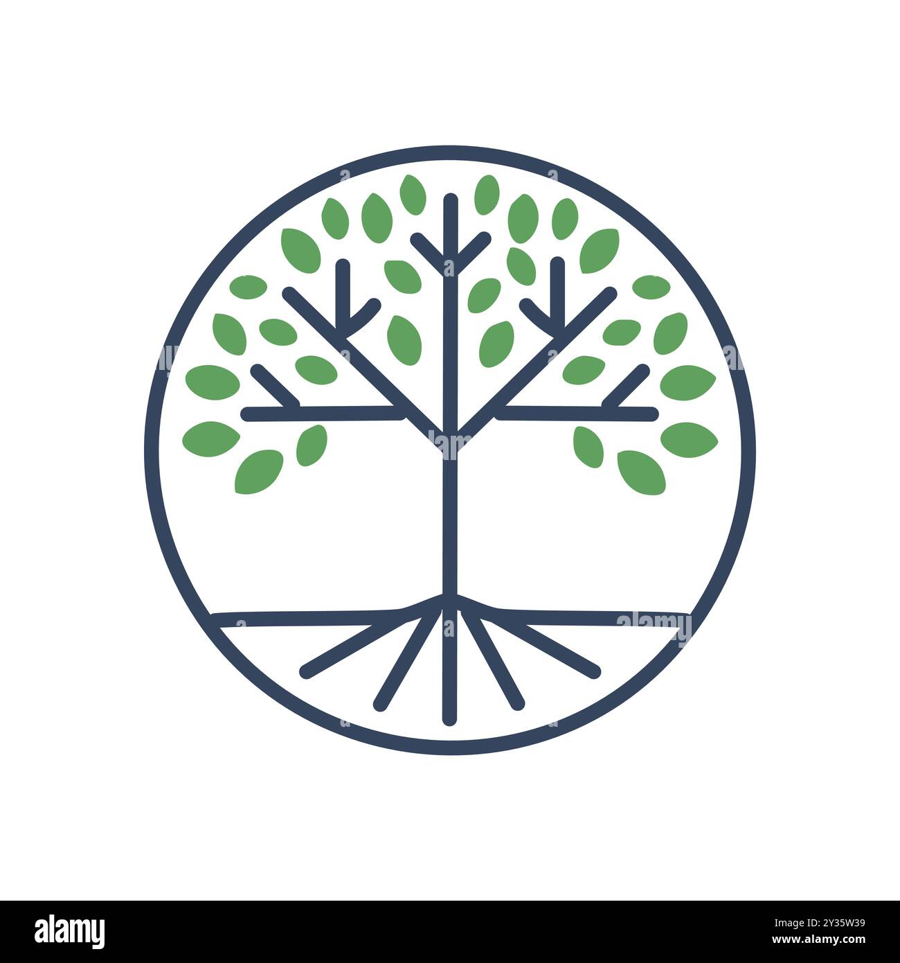 Tree life symbol. Simple tree icon with leaves and roots. Represents ...