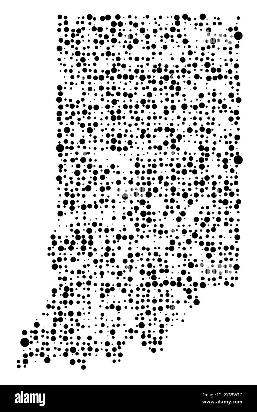 Symbol Map of the State Indiana (United States of America) showing the ...