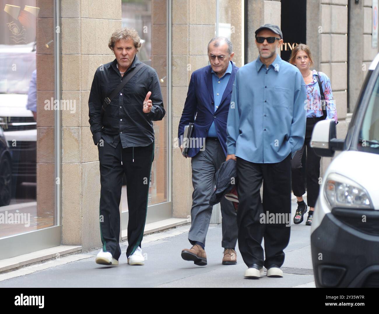 Milan, 12-09-2024 Renzo Rosso walks in the center with his son Stefano ...