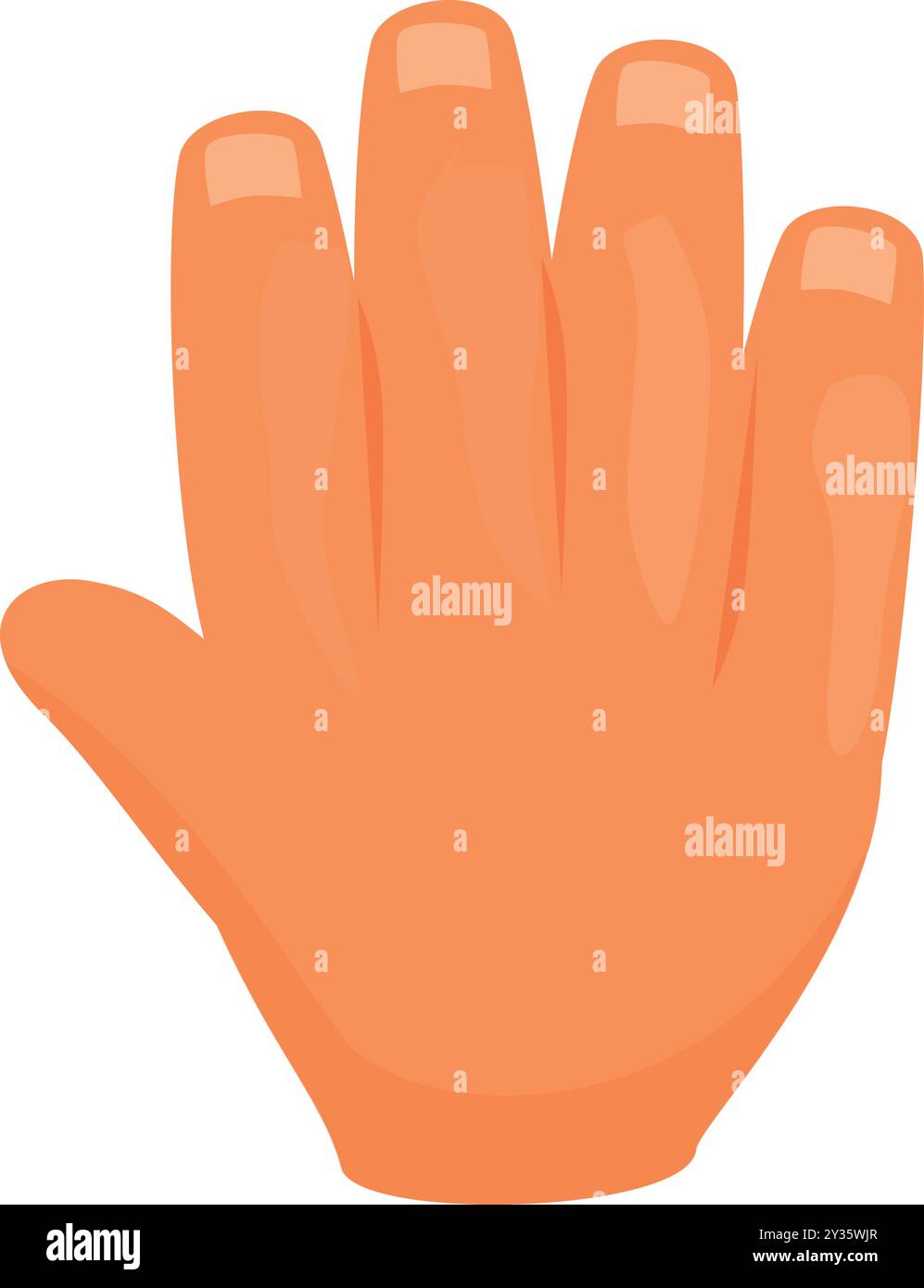 Cartoon hand showing four fingers gesture, isolated on white background ...