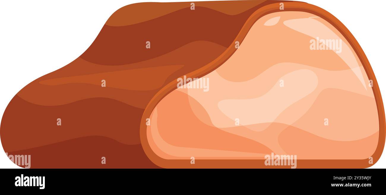 Cartoon icon of appetizing smoked meat loaf piece isolated on white ...