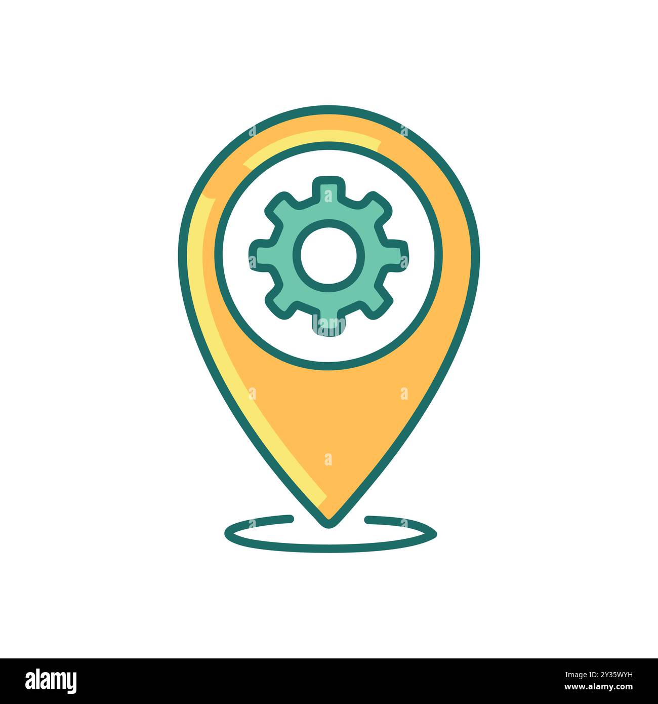 Location service settings. Location pin with gear icon symbolizing ...