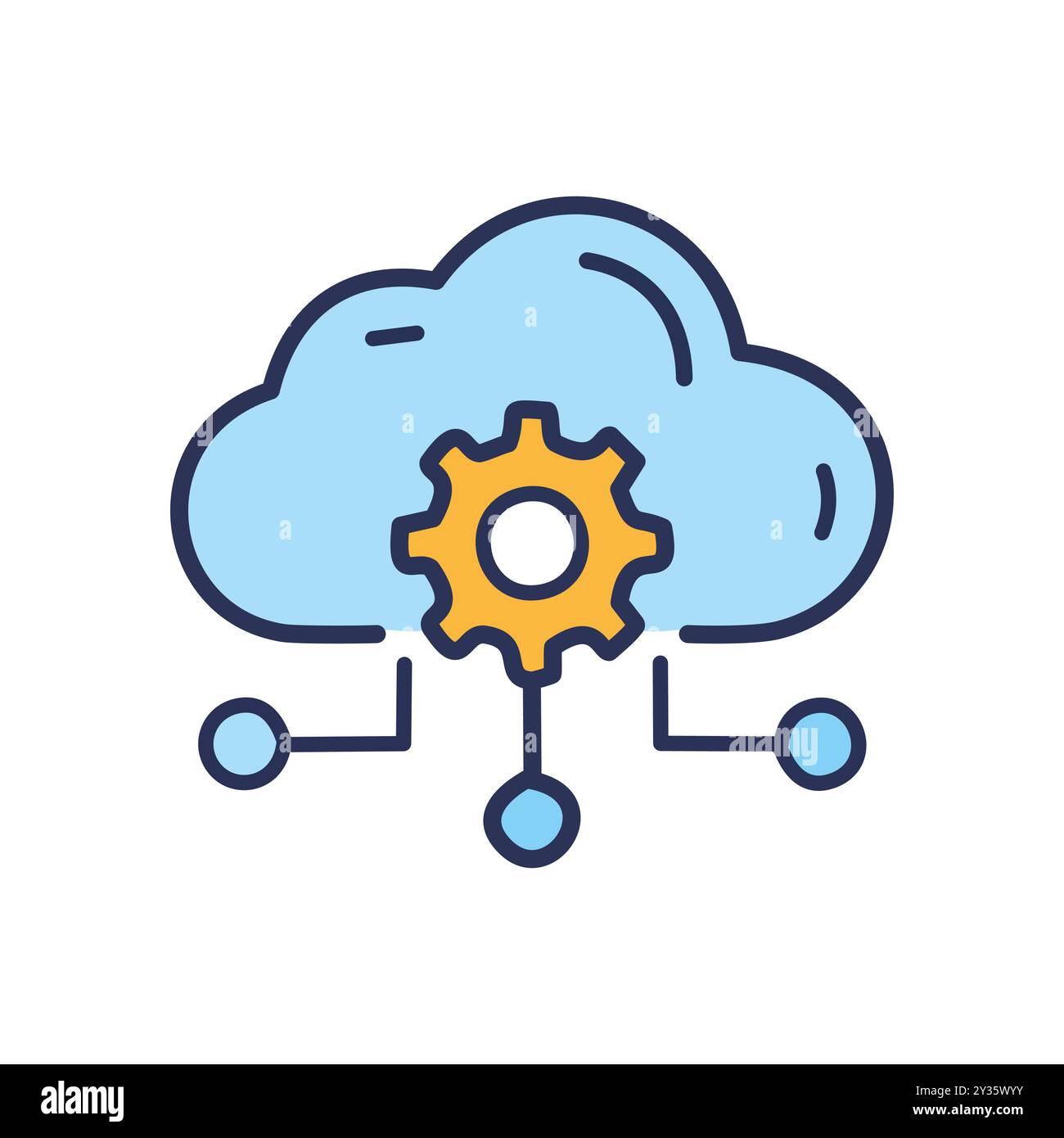 Cloud Service Setup Cloud Computing Data Storage Network And Gear Configuration Stock Vector