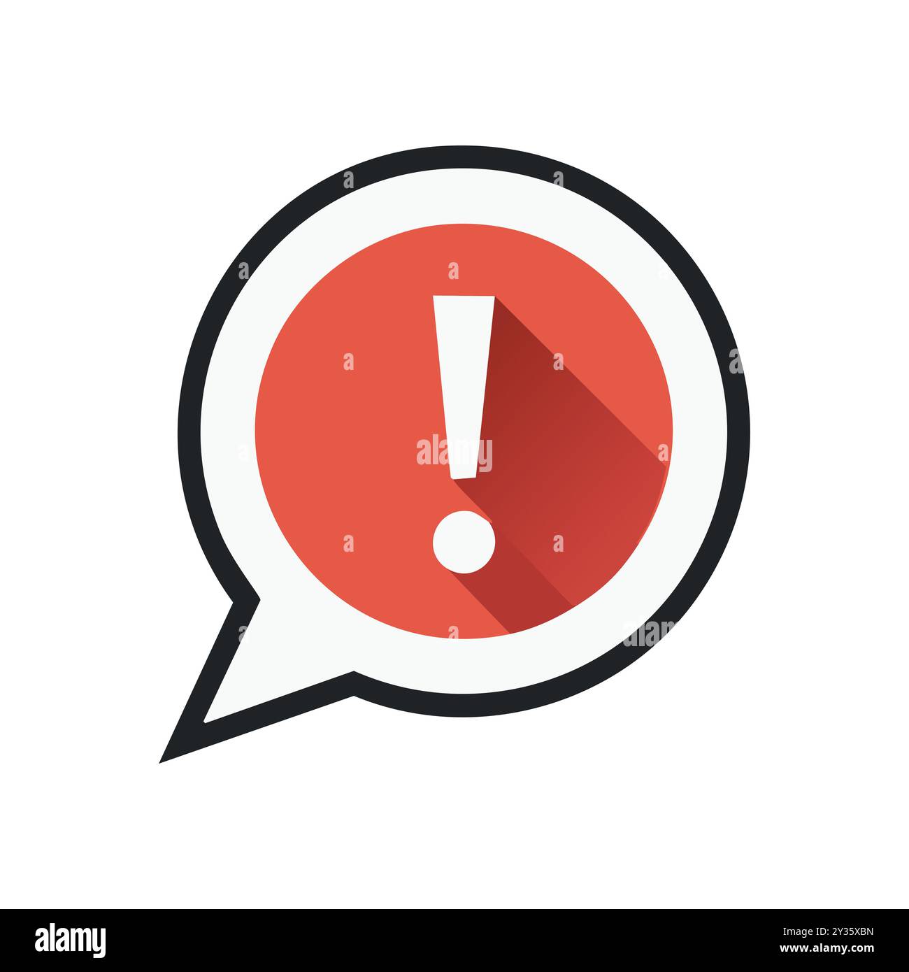 Warning sign icon. Red circle with a white exclamation mark in a speech ...