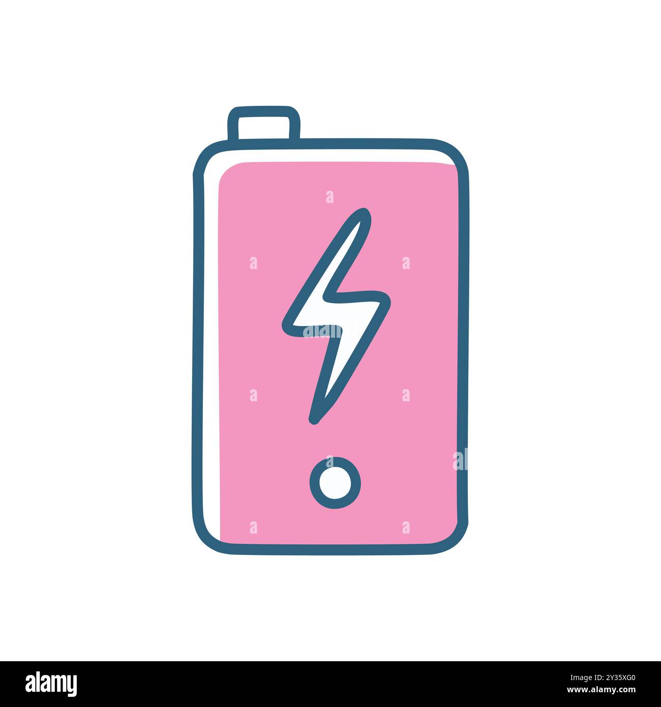 Pink battery icon. A simple illustration of a pink battery with a ...