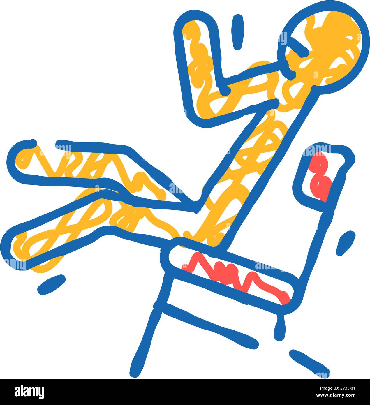 broken chair man accident icon doodle illustration Stock Vector Image ...