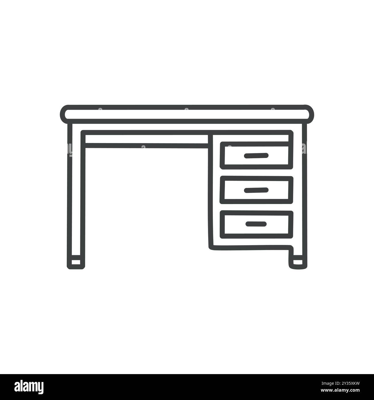 Desk with drawers. Outline illustration of a simple desk with four ...